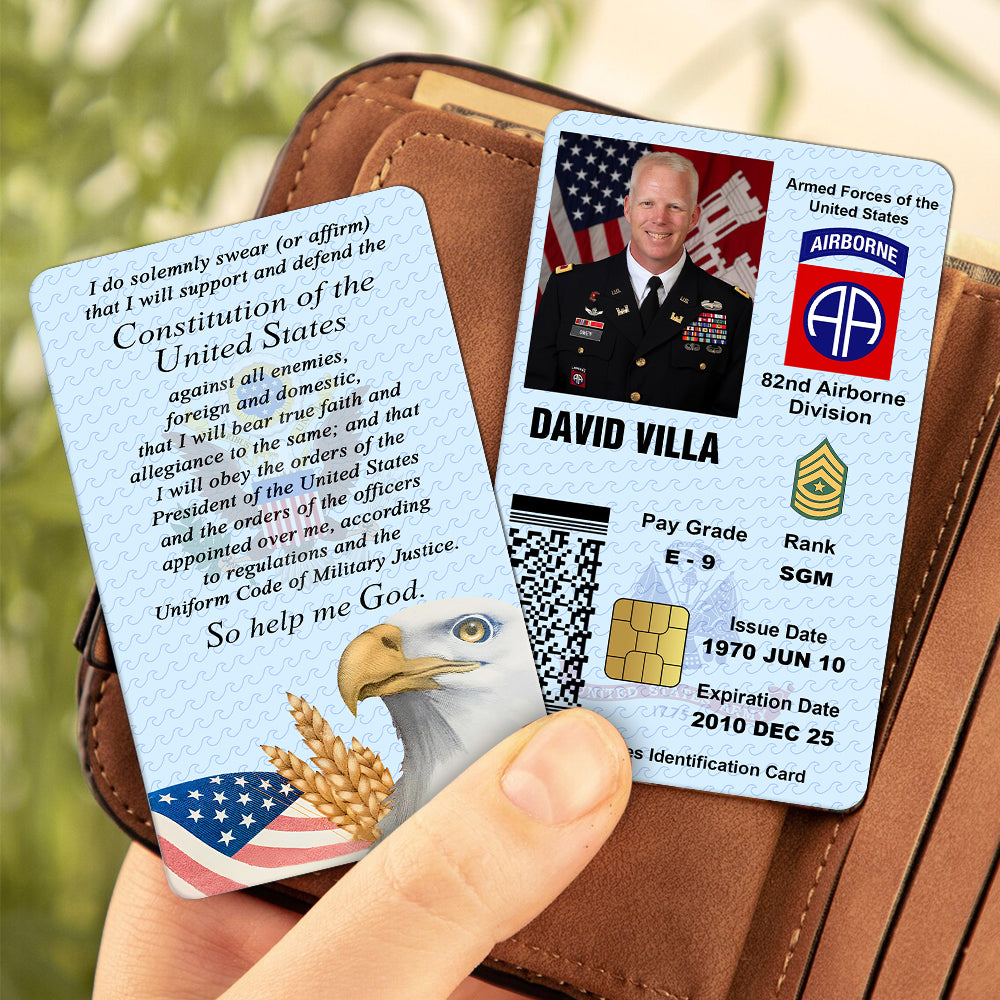 Military Personalized Printed Metal Card Oath Of Enlistment Gift For V ...