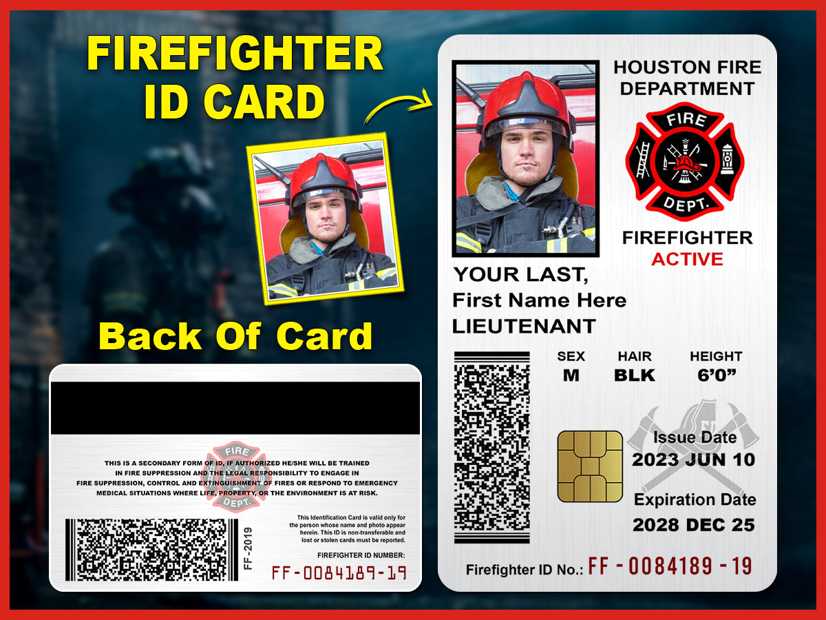 Personalized Firefighter ID Card Custom Gift For Firefighters K1702 ...