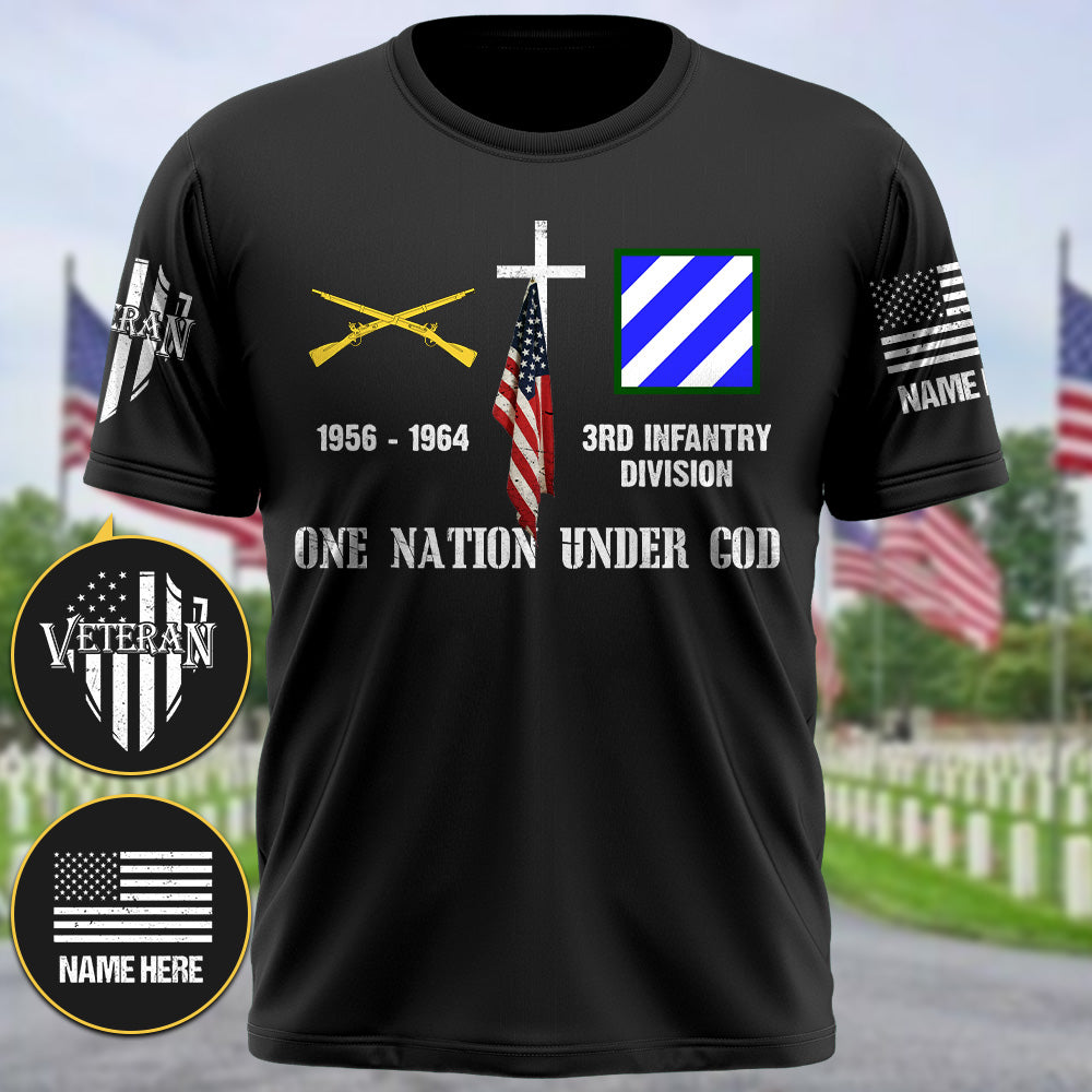 Custom Shirt One Nation Under God Custom Division Badges Military Gift ...
