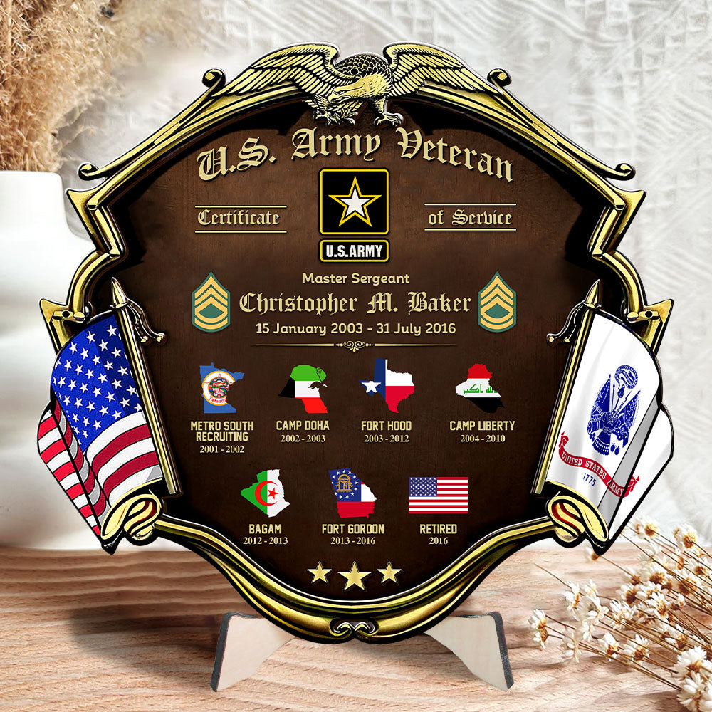Personalized Wooden Veteran U.S Military World Tour Personalized Gift ...