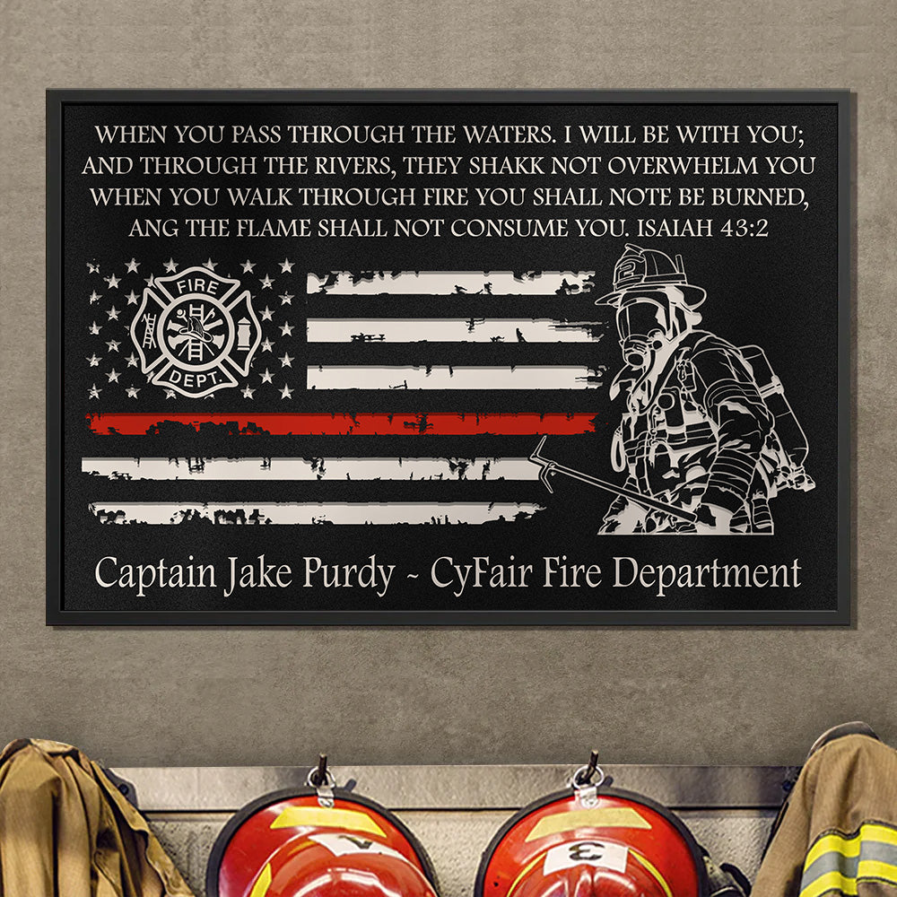 U.S. Firefighter Poster And Canvas Personalized Gift For Firefighter A ...
